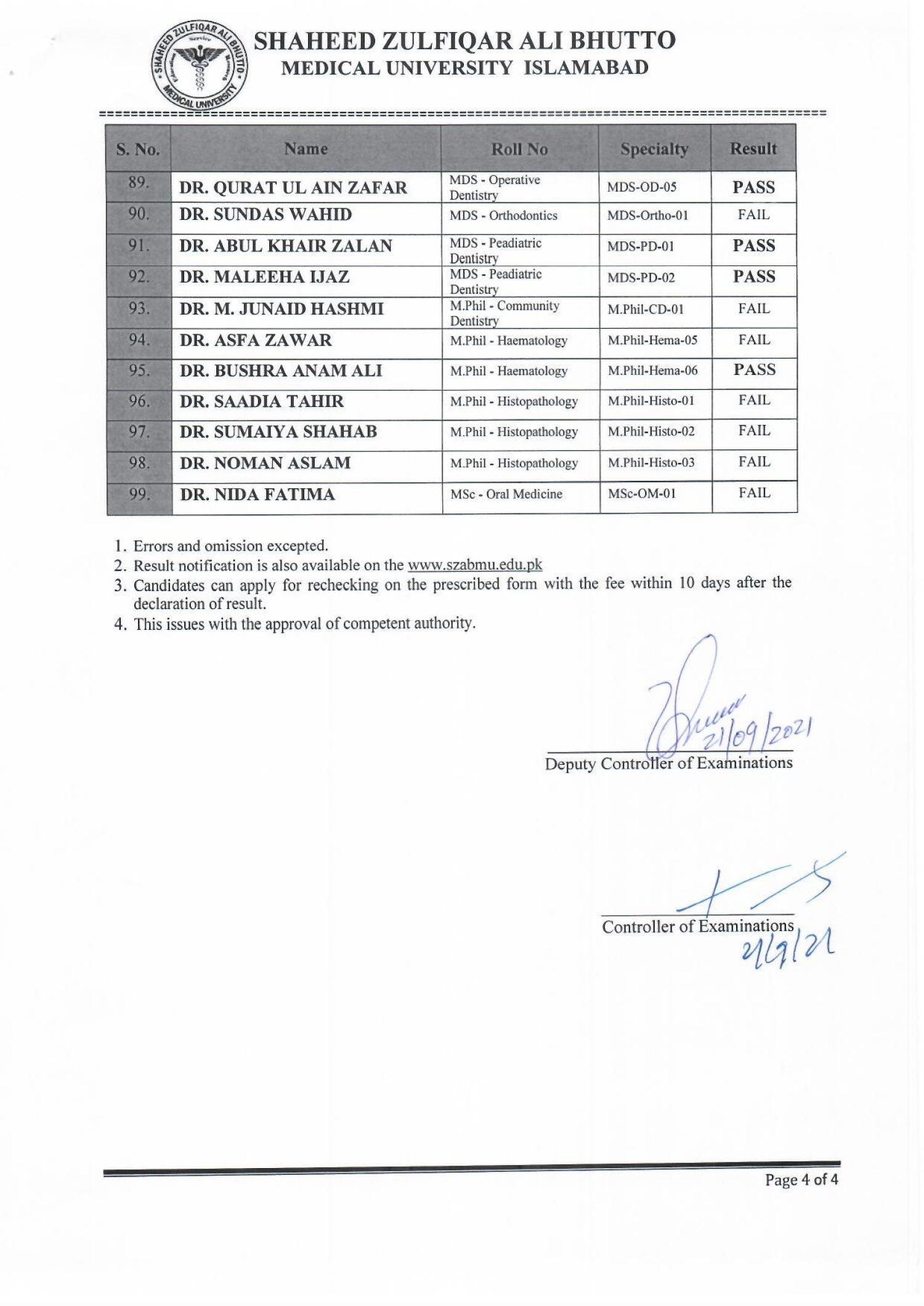 Result Notification - MS, MD, MDS, M.Phil and MSc Theory Examination ...